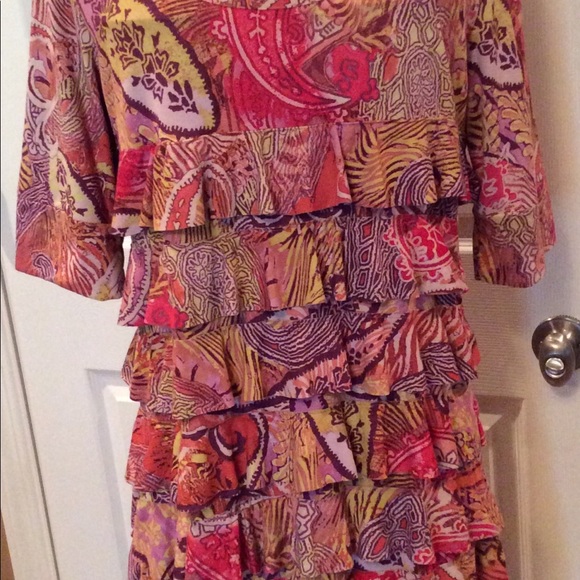 Isle Apparel | Dresses | Isle Apparel Pink Paisley Suede Ruffle Dress ...